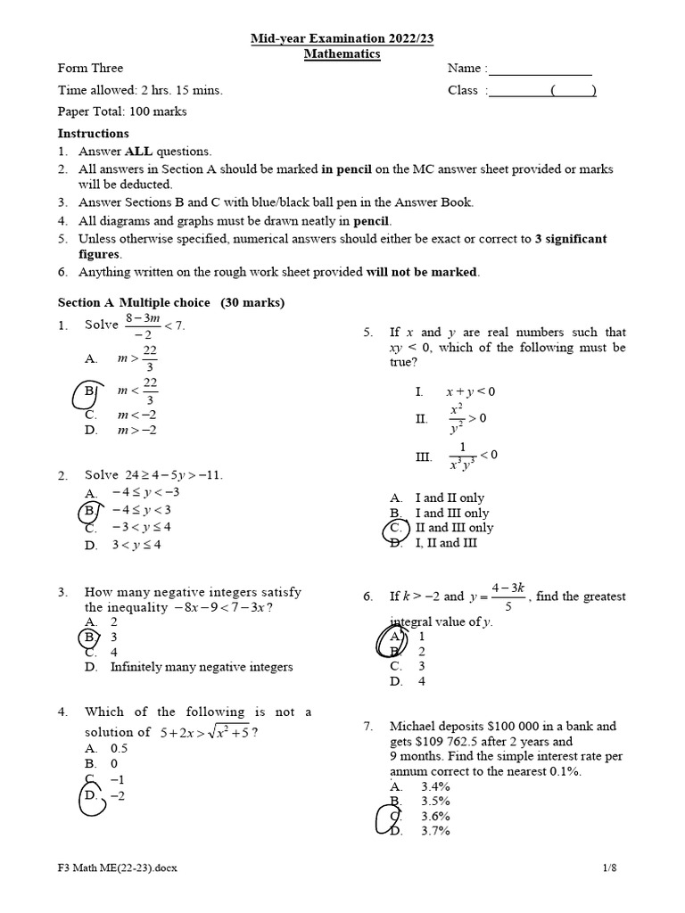 F3 Math ME 2223 | PDF | Area | Sphere