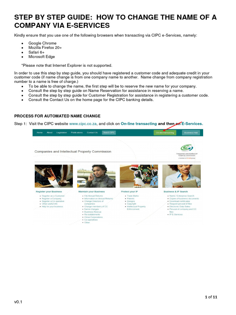 Company Name Change via CIPC Guide | PDF | Computing | World Wide Web