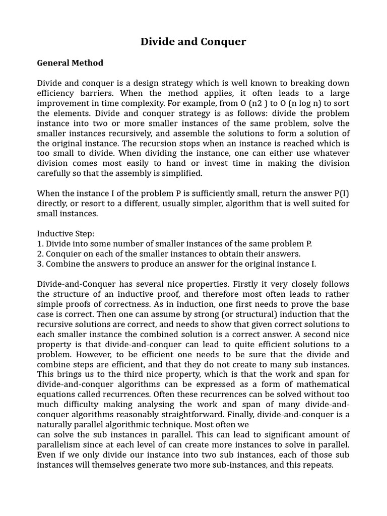 Divide and Conquer | Download Free PDF | Mathematics Of Computing | Applied Mathematics
