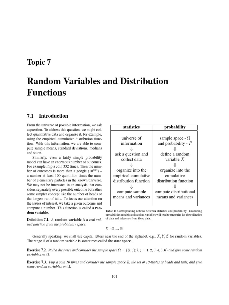 G Randomvariables | PDF | Probability Distribution | Random Variable