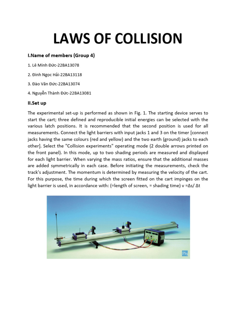 Collision Experiment Analysis | PDF | Speed Of Light | Collision
