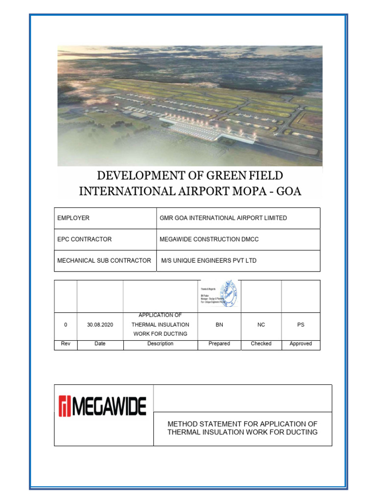 05 Method of Statment - Duct Insulation - PS | PDF | Duct (Flow) | Building Insulation