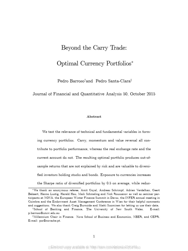 Optimal Currency Portfolio Strategies | PDF | Exchange Rate | Investing