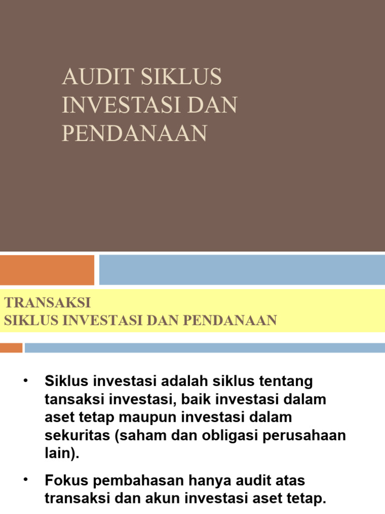 Pertemuan Audit Siklus Investasi Dan Pendanaan | PDF | Bisnis ...