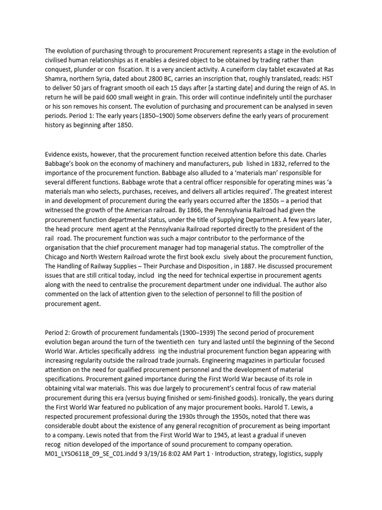 The Evolution of Purchasing Through To Procurement Procurement ... The Evolution of Purchasing Through To Procurement Procurement ...