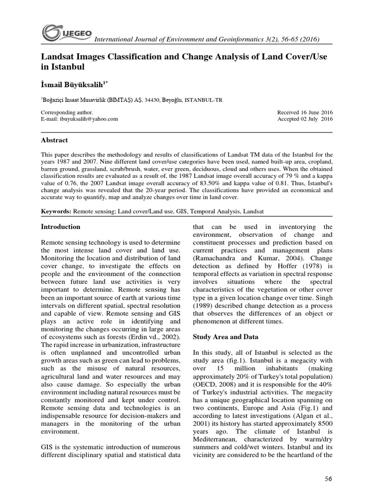 Landsat Images Classification and Change Analysis | PDF | Satellite Imagery | Accuracy And Precision