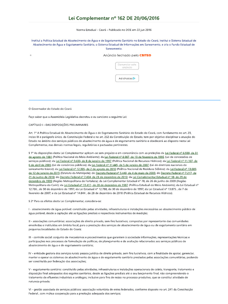 Lei Comp 162 de 2016 | PDF
