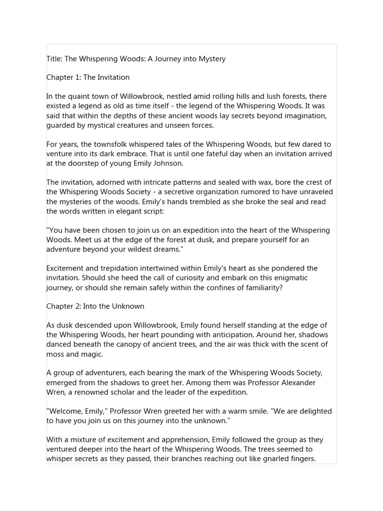 The Whispering Woods A Journey Into Mystery | PDF