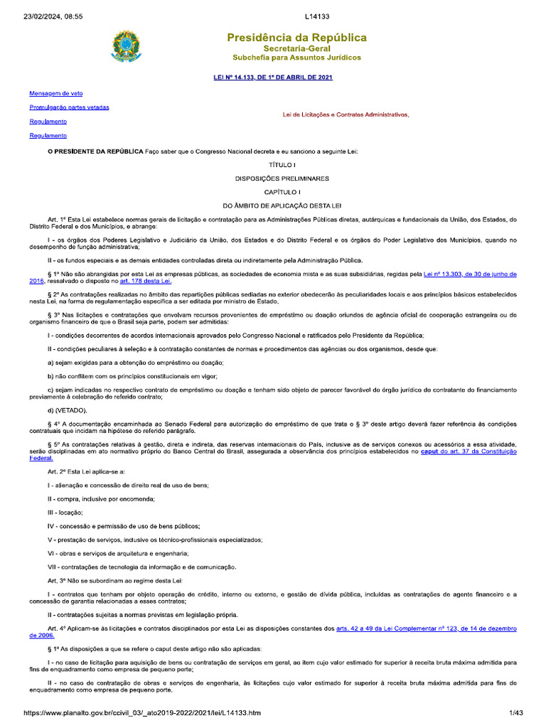 Lei 14133 - 2021 | PDF