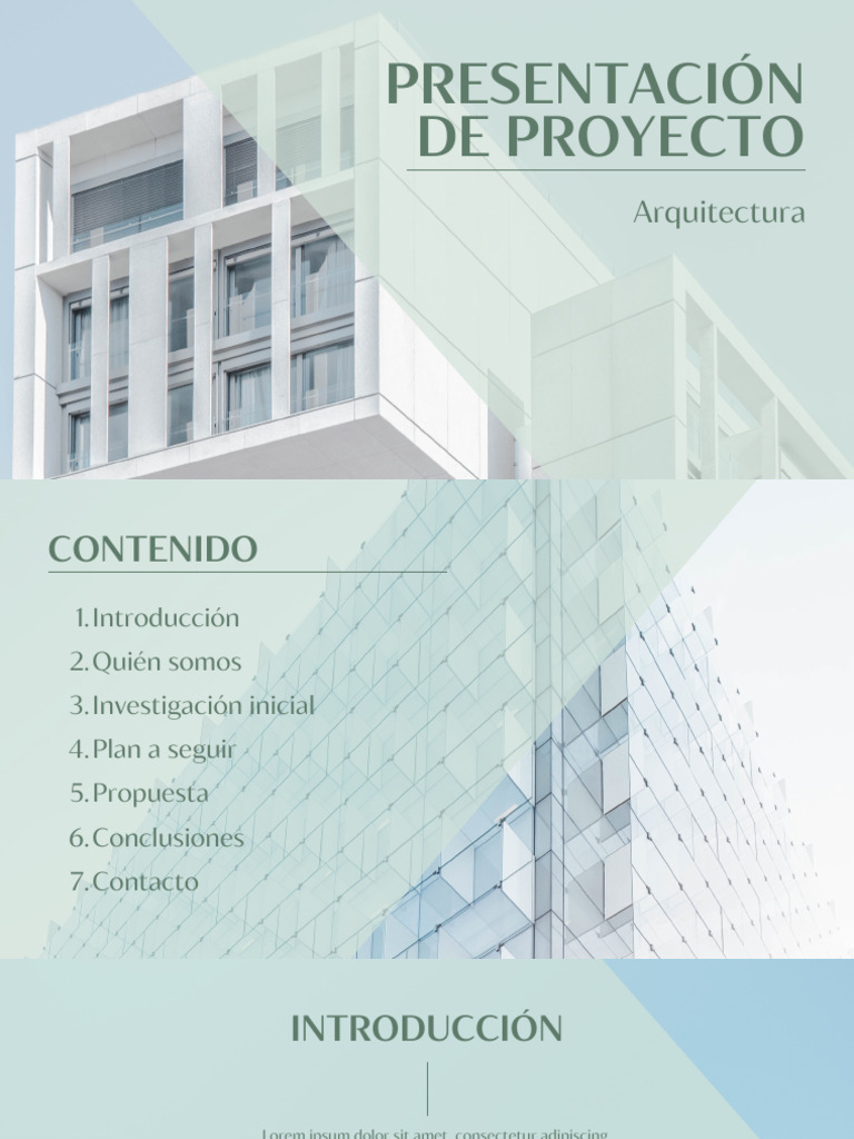 Presentación de Proyecto de Arquitectura Sencillo Verde | PDF