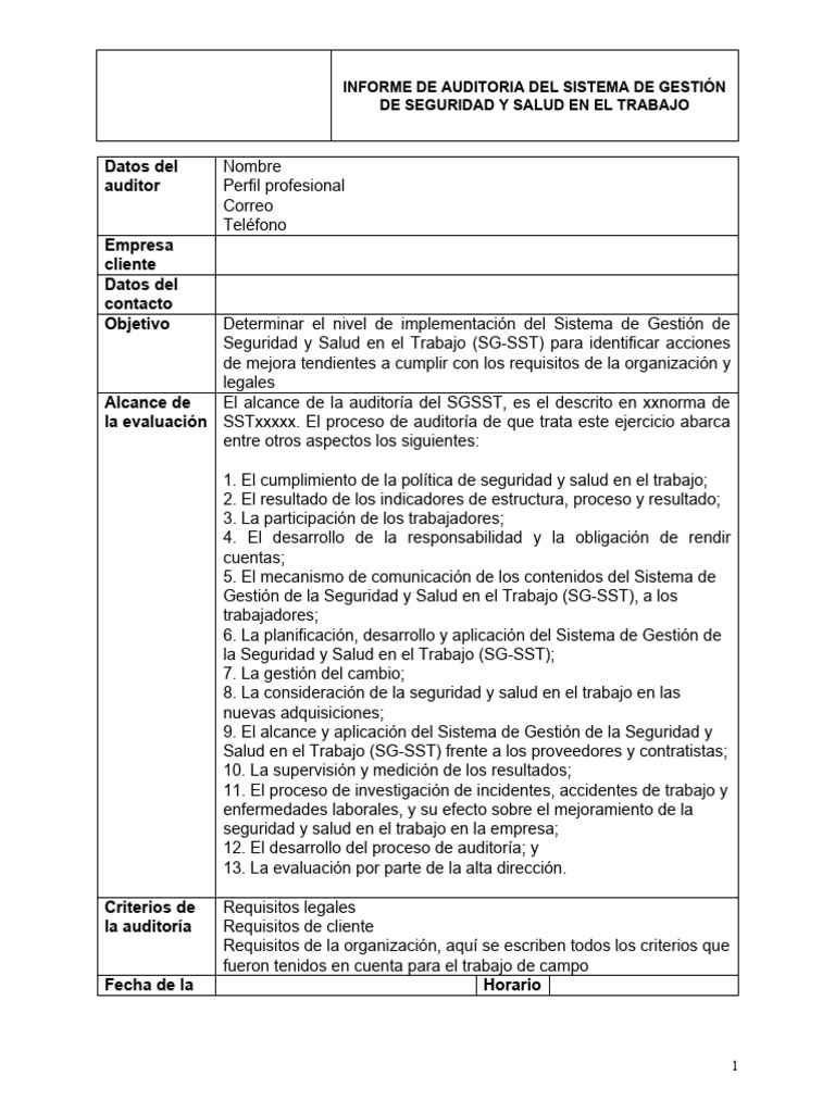 Plantilla informe auditoria | PDF | Auditoría | Contralor