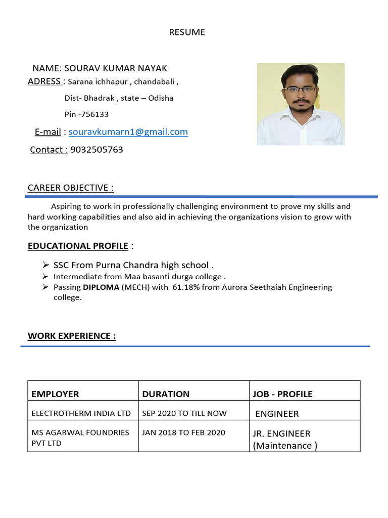 Sourav CV-2-1-2 | PDF | Machines | Mechanical Engineering