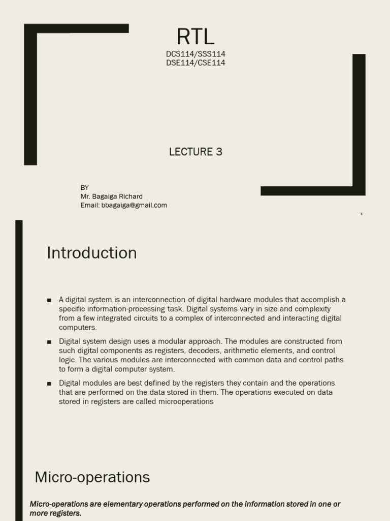 Lec 3 RTL | PDF | Bit | Digital Electronics