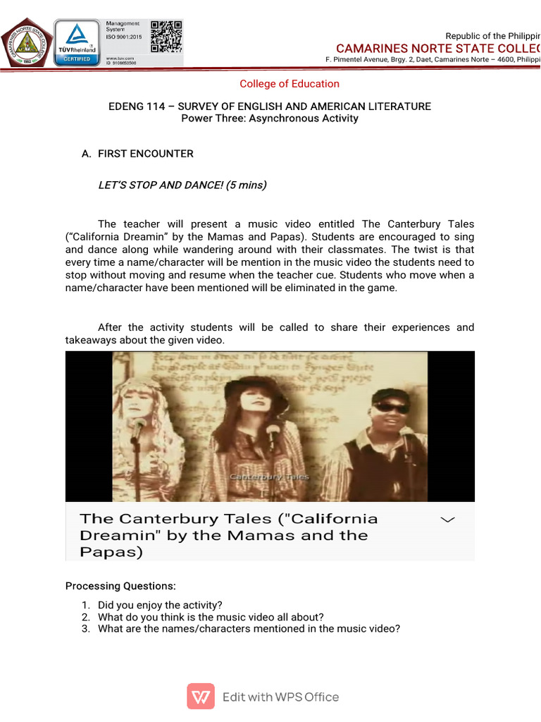 EDENG 114 - POWER THREE Asynchronous Activity | PDF