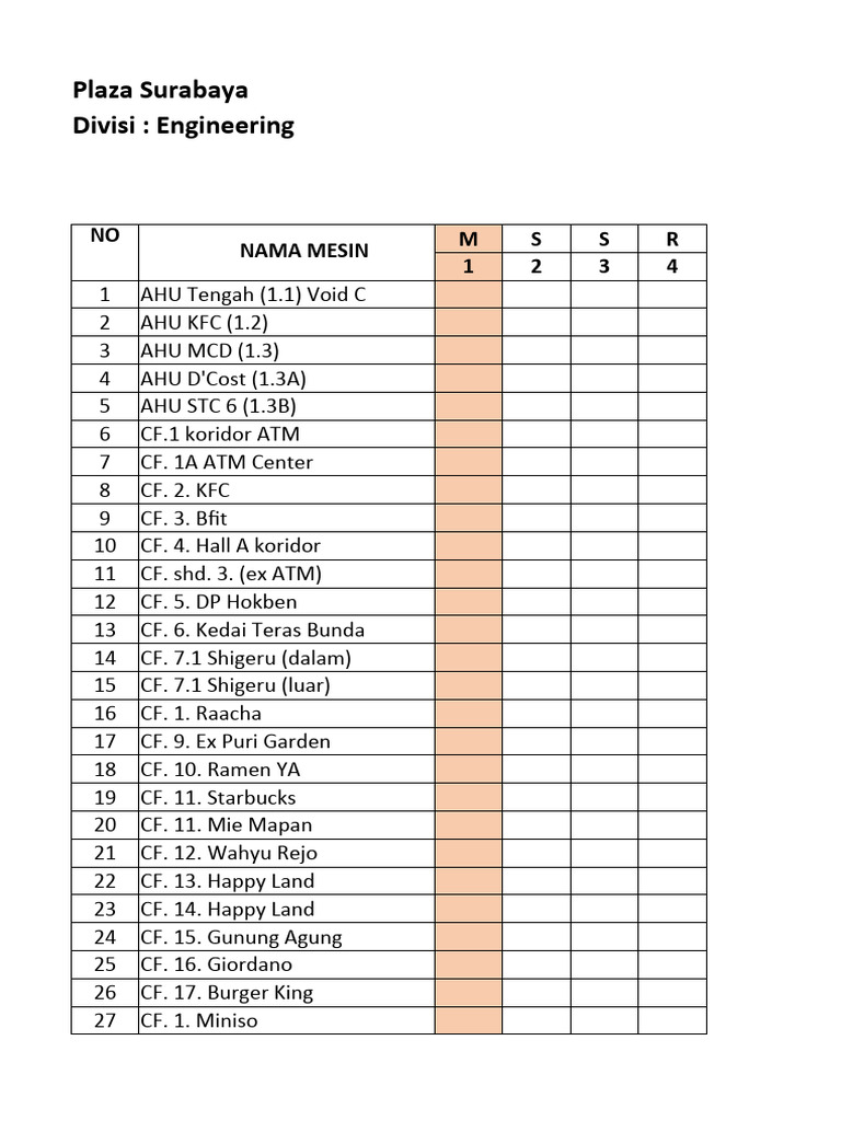 Contoh Schedule Service | PDF | Technology & Engineering