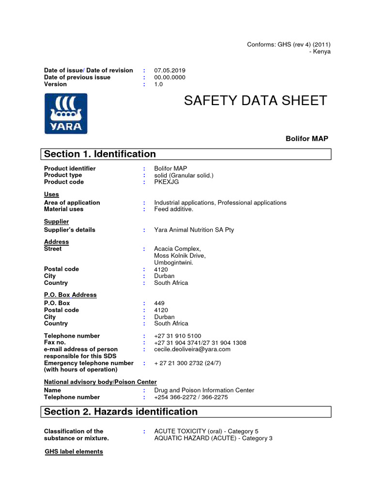 Yara Animal Products | PDF | Dangerous Goods | Toxicity