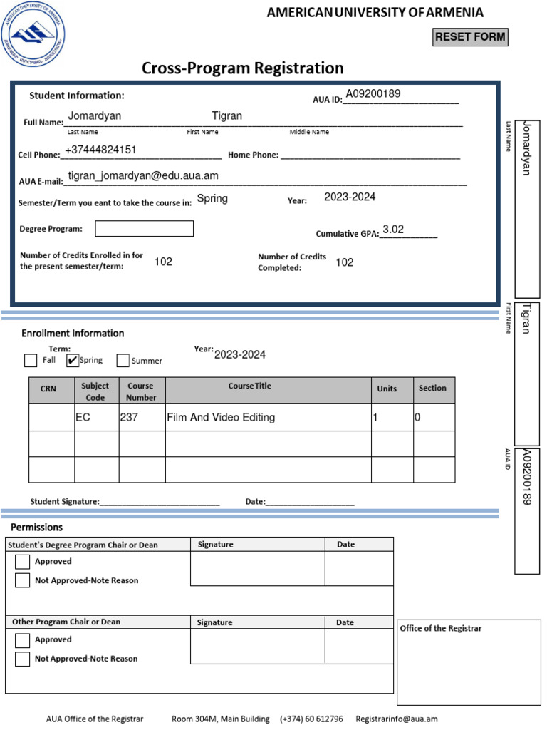 Cross Program Registration | PDF