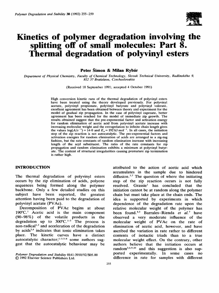 Kinetics of Polymer Degradation Involvin | PDF | Polymers | Reaction ...