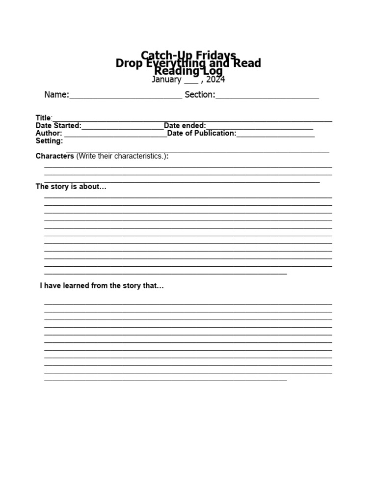 Student Reading Reflection Log | PDF | Career & Growth