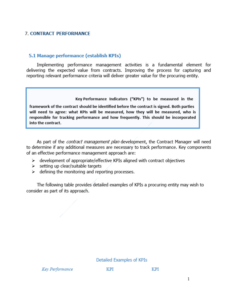 Chapter 7 Contract Performance. | PDF | Performance Indicator | Procurement