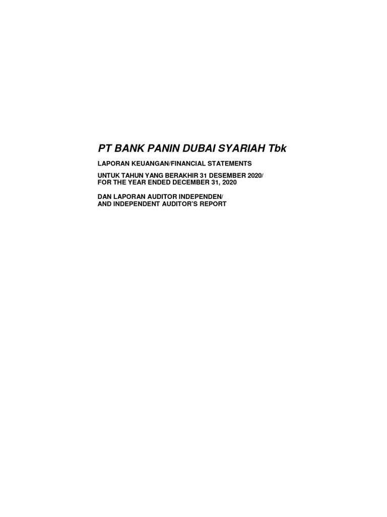 Buku Laporan Keuangan PT Bank Panin Dubai Syariah TBK, Posisi 31 Desember 2020 (Diaudit) | PDF ...