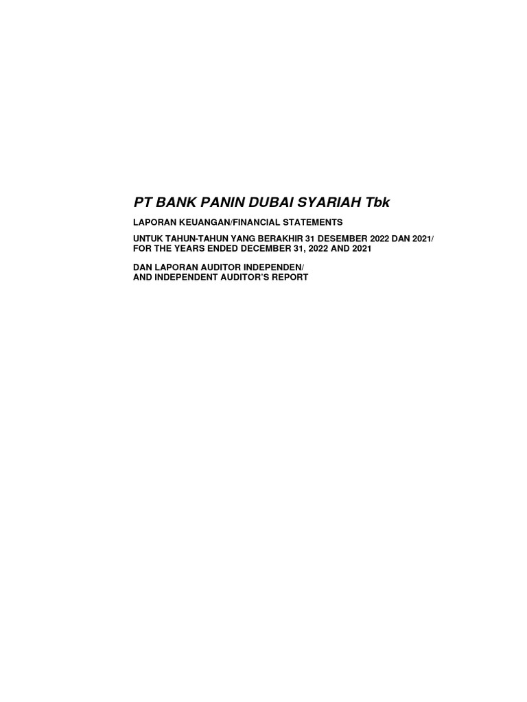 Buku Laporan Keuangan PT Bank Panin Dubai Syariah TBK, Posisi 31 Desember 2022 (Diaudit) | PDF