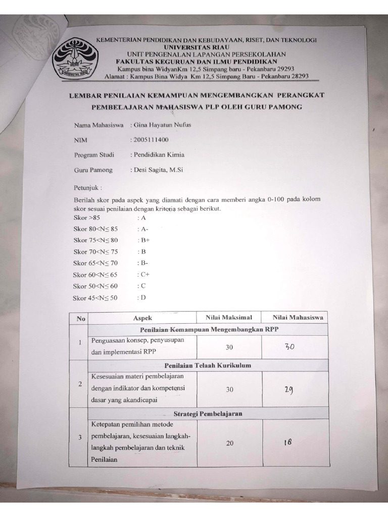 Penilaian RPP Modul Ajar | PDF
