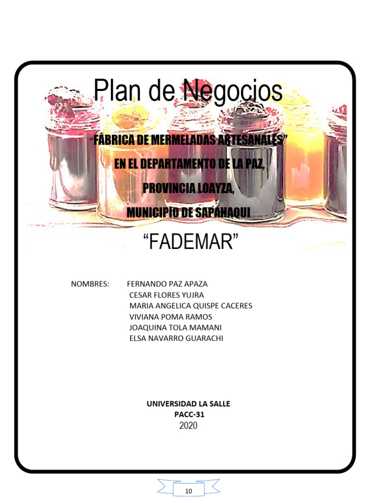 Proyecto Mermeladas Sapahaqui Final 3 - 042217 | PDF | Economias