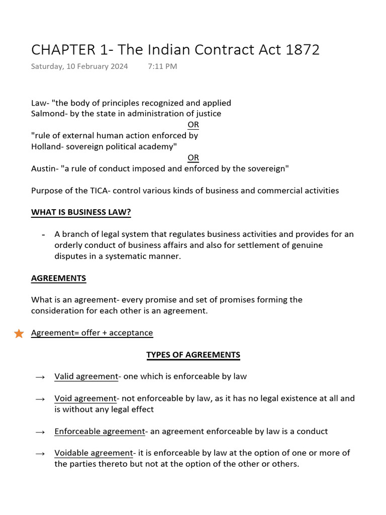 Overview of Indian Contract Act 1872 | PDF | Legal Concepts | Law Of ...