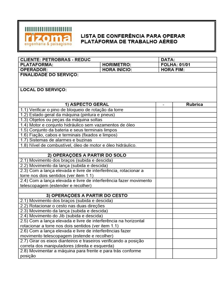 CHECK - LIST DE PLATAFORMA - | PDF