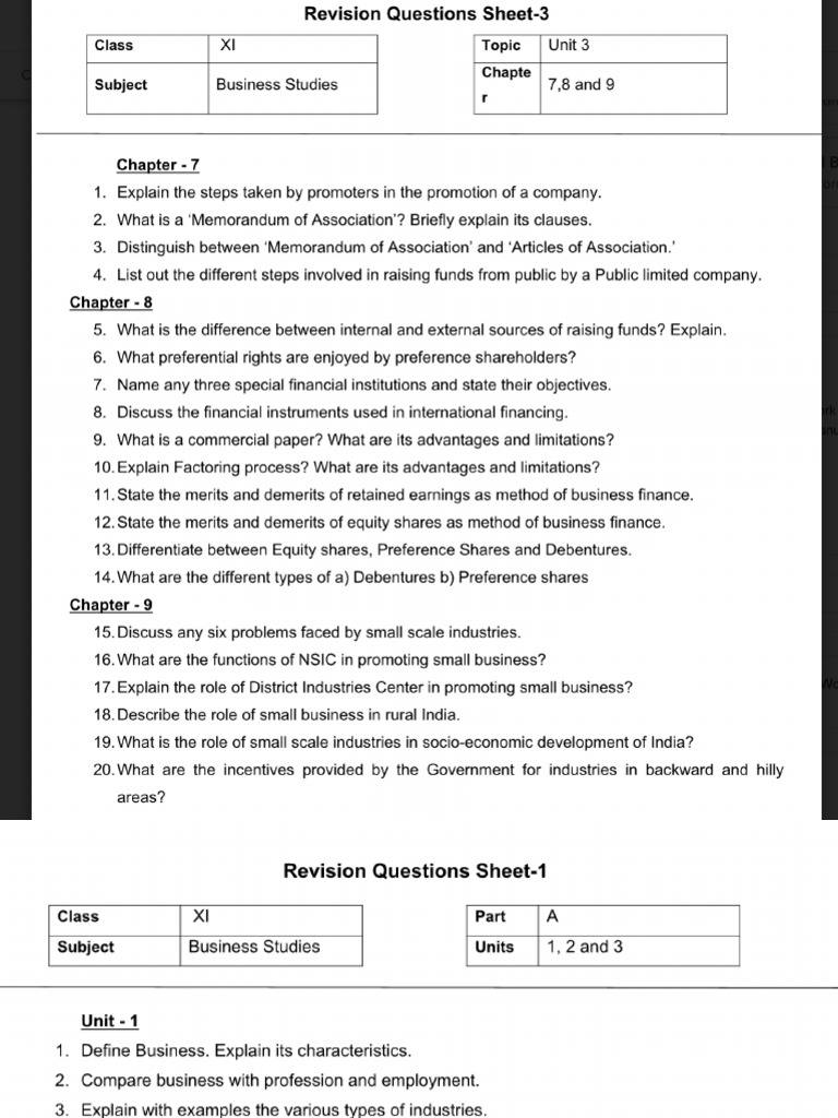 Business Studies Question Paper | PDF