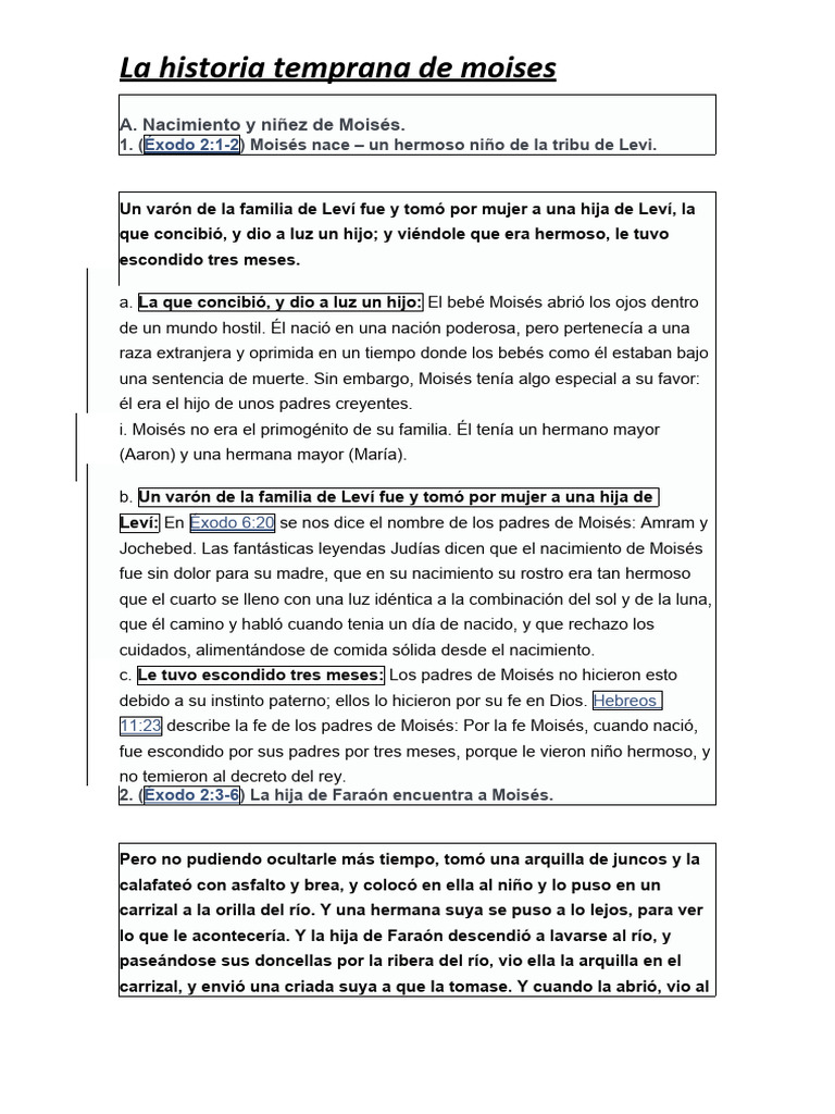 Infancia y origen de Moisés | PDF | Moisés | Libro del éxodo