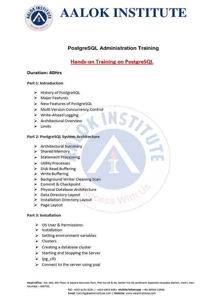 PostgreSQL Syllabus | PDF | Postgre Sql | Databases PostgreSQL Syllabus | PDF | Postgre Sql | Databases