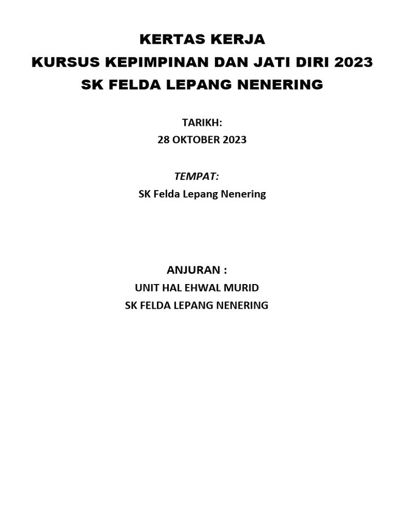 Kertas Kem Kepimpinan & Jati Diri 2023 | PDF