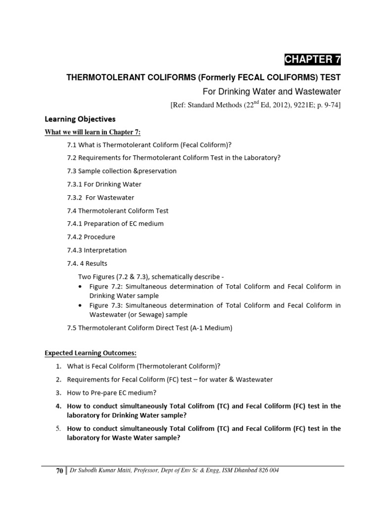 Fecal Coliform Test | PDF | Sewage | Sodium Chloride