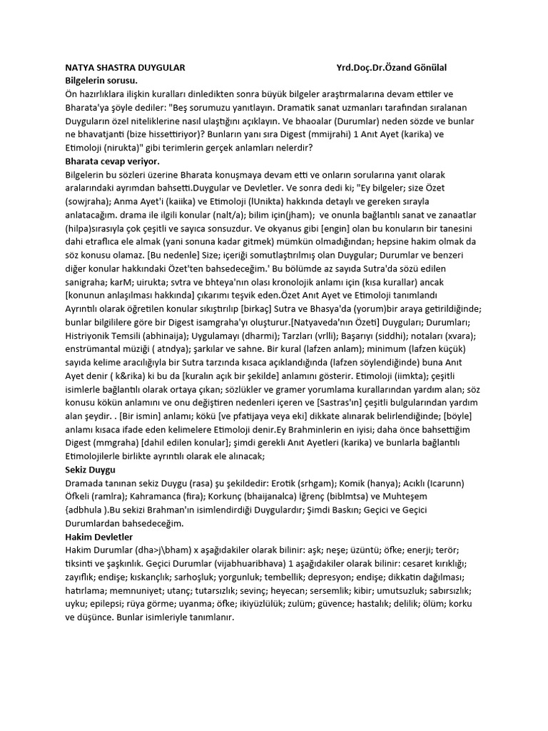 Natya Shastra Duygular | PDF