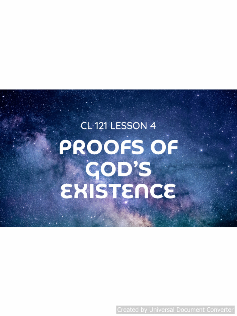 Lesson 4 Proof's of Gods Existence Part 1 | PDF
