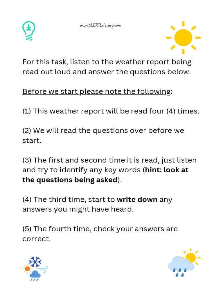 Weather Report Listening Exercise | PDF