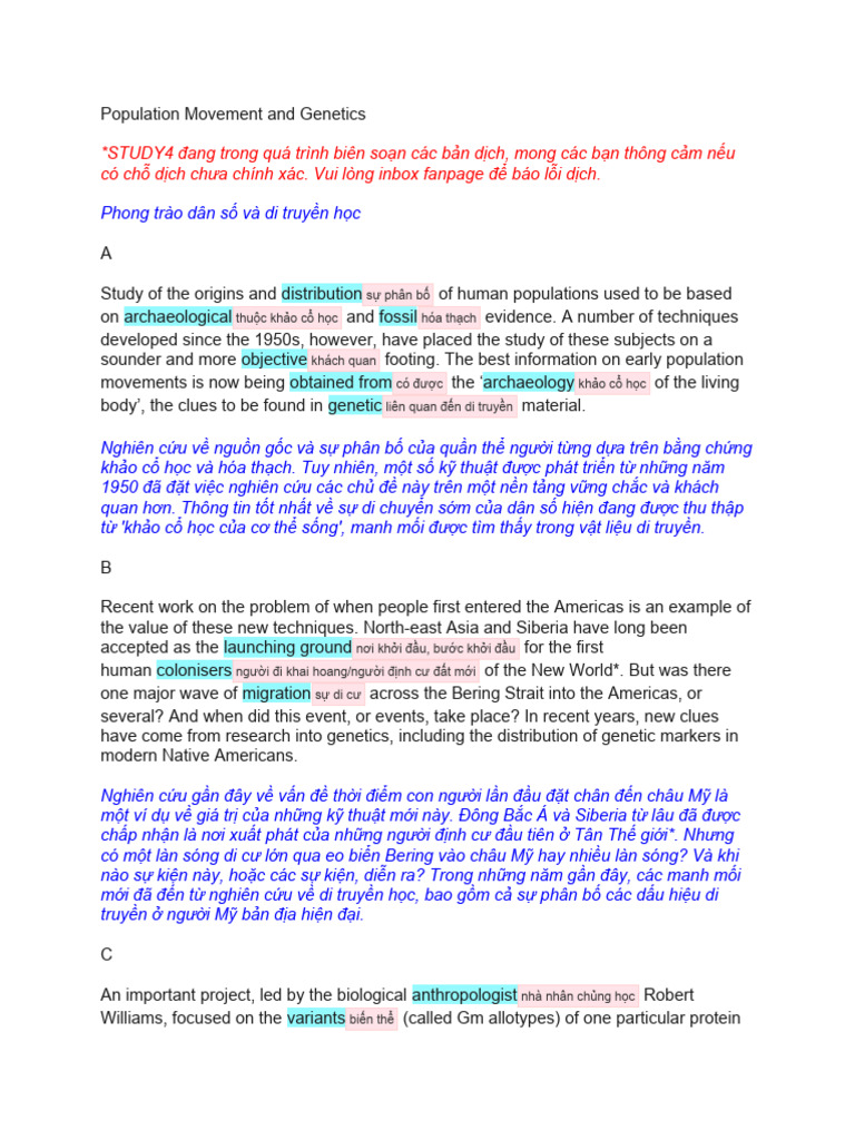 Population Movement and Genetics | PDF