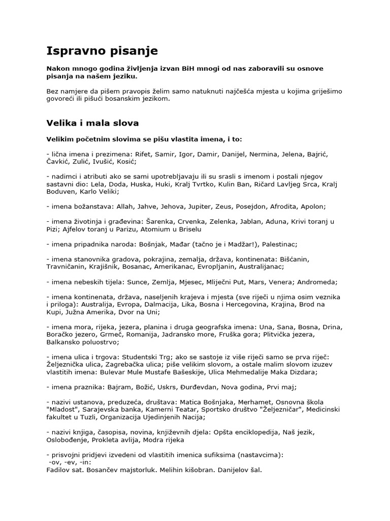 Gramatika Bosanskog Jezika | PDF