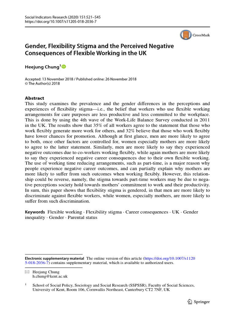 Gender, Flexibility Stigma and The Perceived Negative Consequences of ...