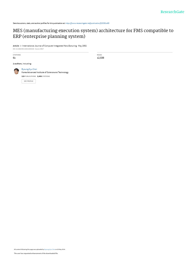 MES Manufacturing Execution System Architecture Fo | PDF | Enterprise ...