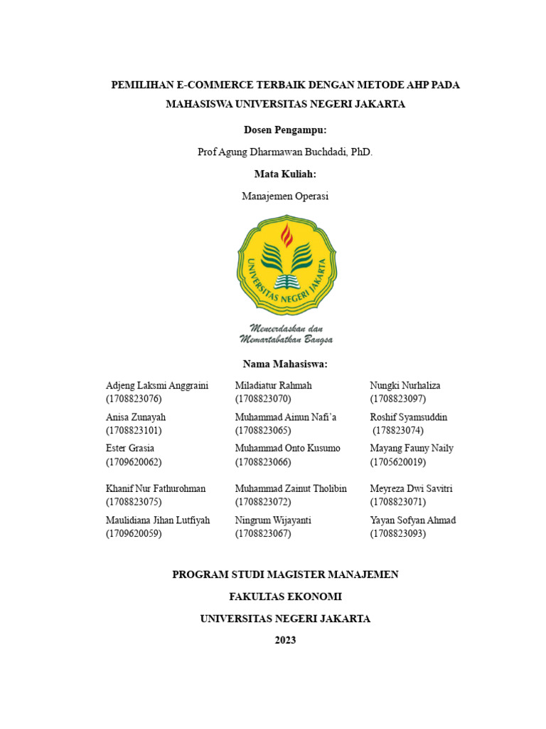 Manop Ahp Kelompok (1) Kelas B | PDF | Bisnis