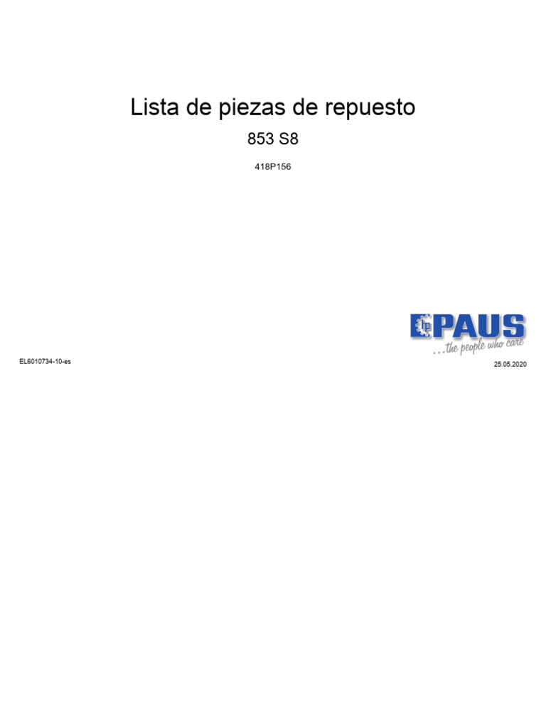 Scaler 853 S8 - 418P156 - Manual de Partes | PDF | Inyección de ...