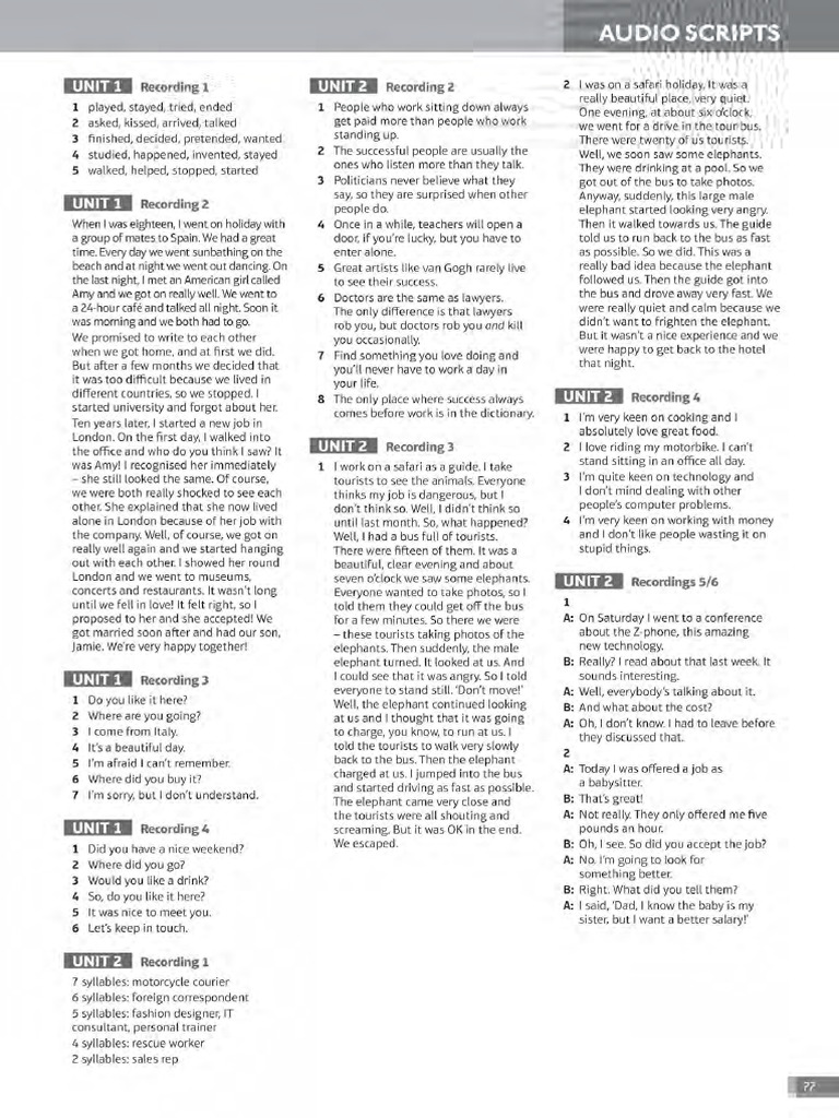 Pre-Int WB Audio Scripts | PDF