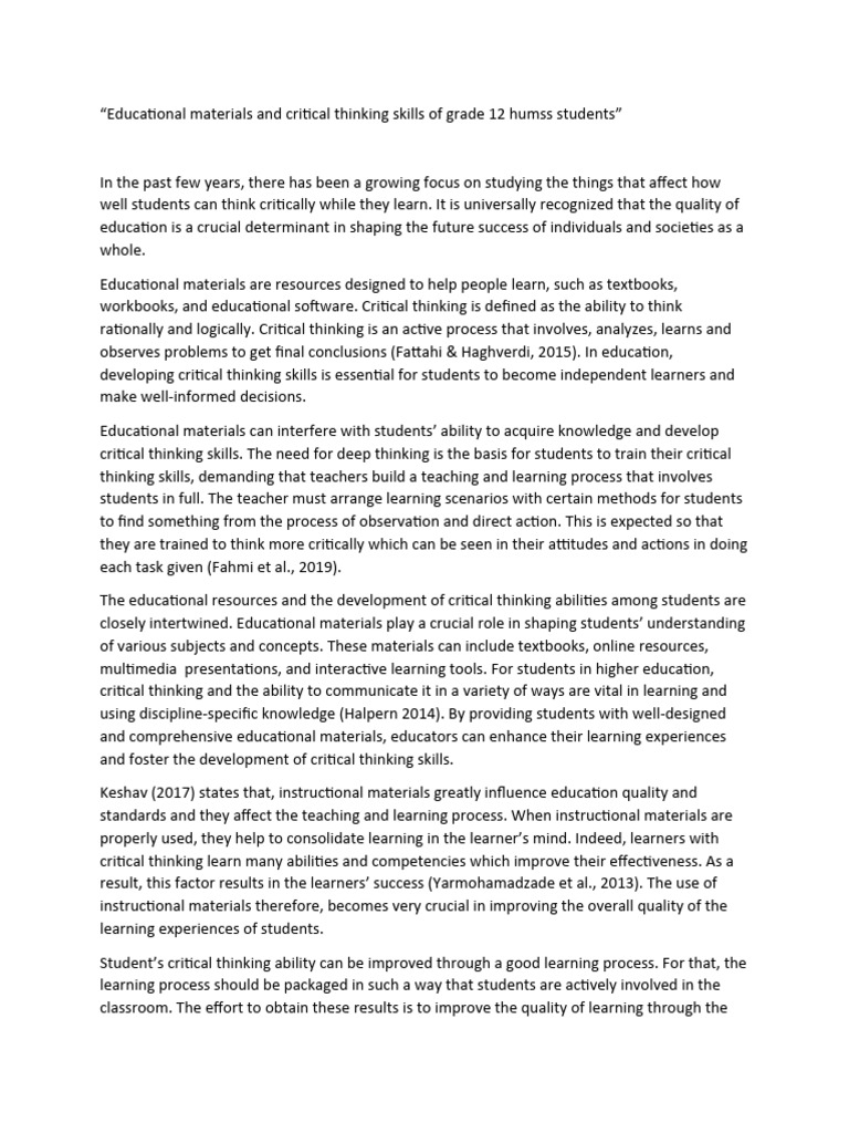 Agail Research | PDF | Critical Thinking | Learning