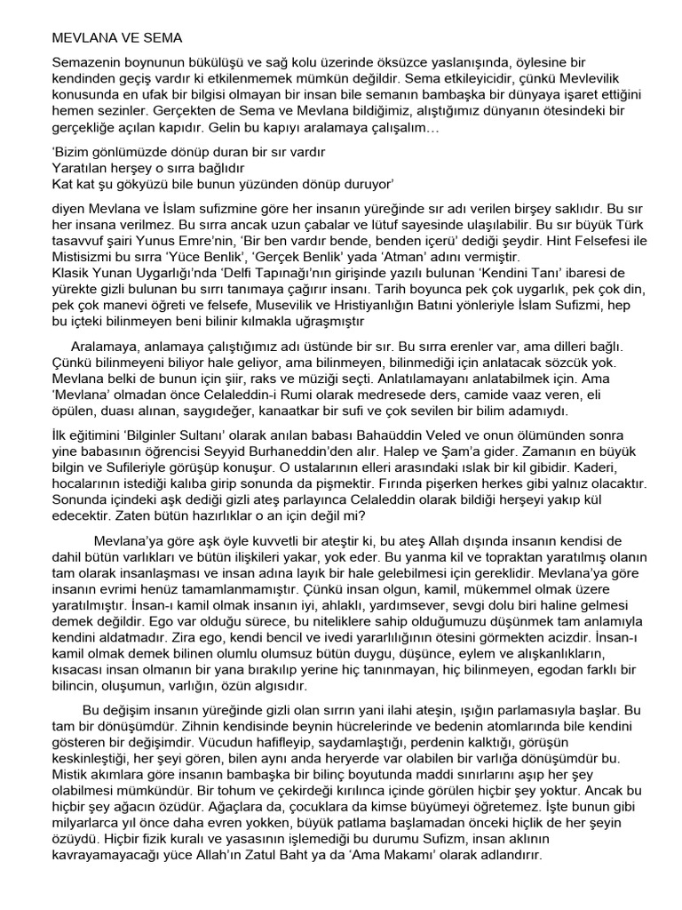 Mevlana Ve Sema | PDF