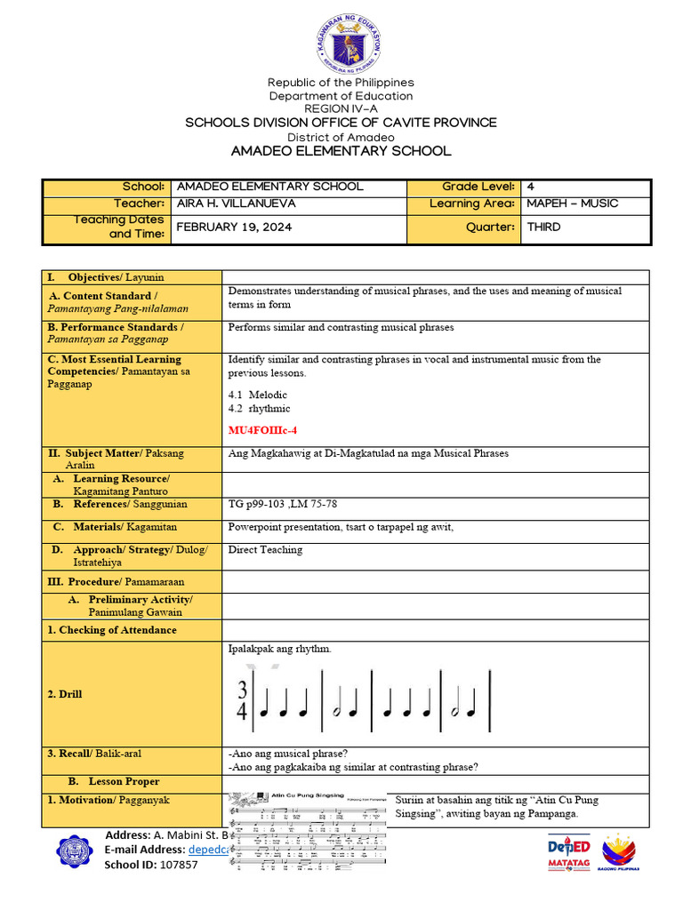 Mapeh 4 Q3W4 Day 1 | PDF
