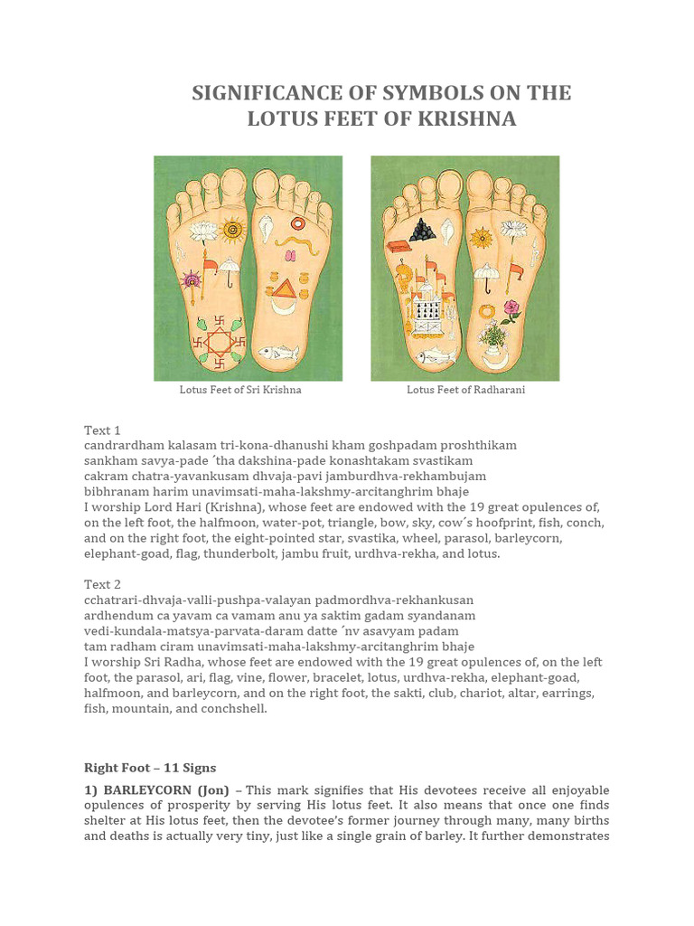 Significance of Symbols On The Lotus Feet of Krishna | PDF | Krishna | Hinduism