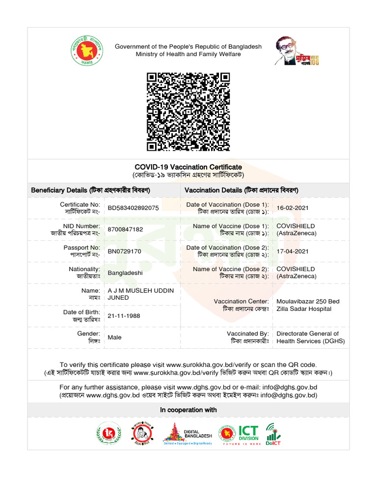 COVID-19 Vaccination Certificate | PDF